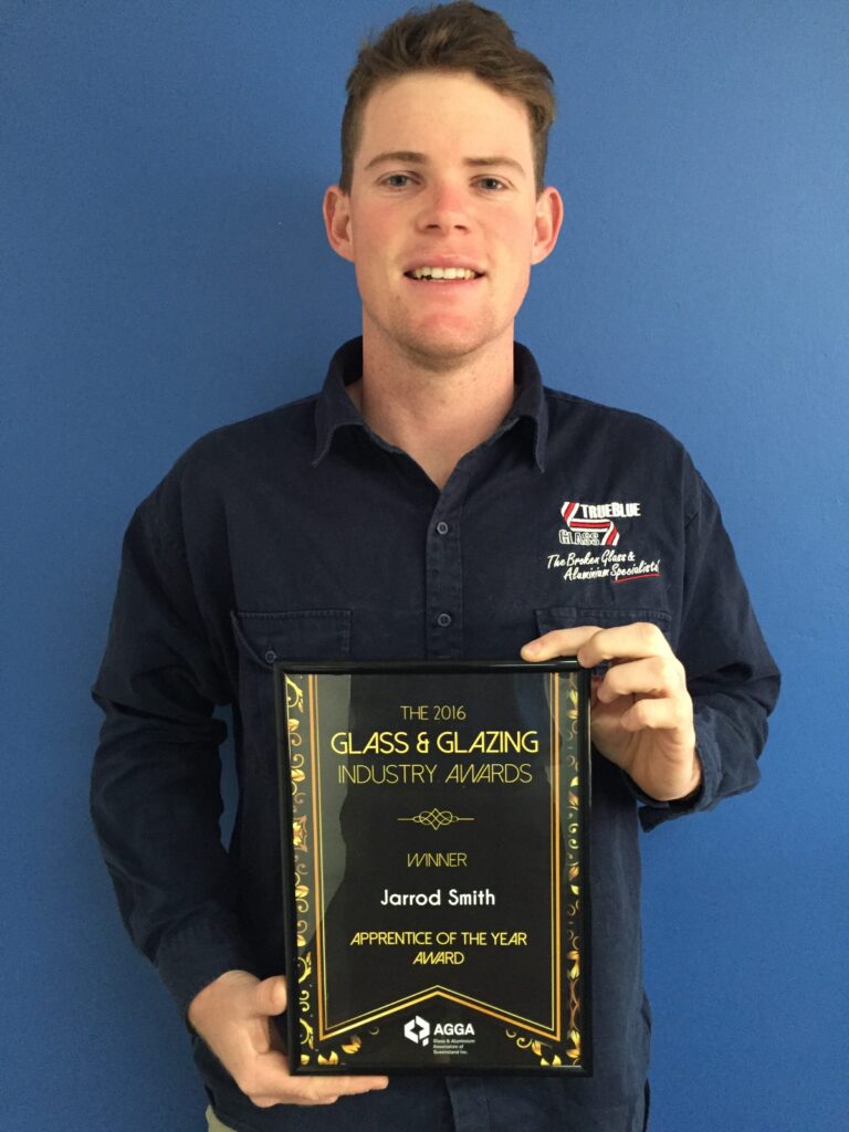 Apprentice of the Year winner - Jarrod Smith from True Blue Glass